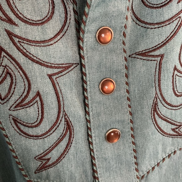 Scully | Shirts | Scully Vintage Teal Western Shirt With Brown ...